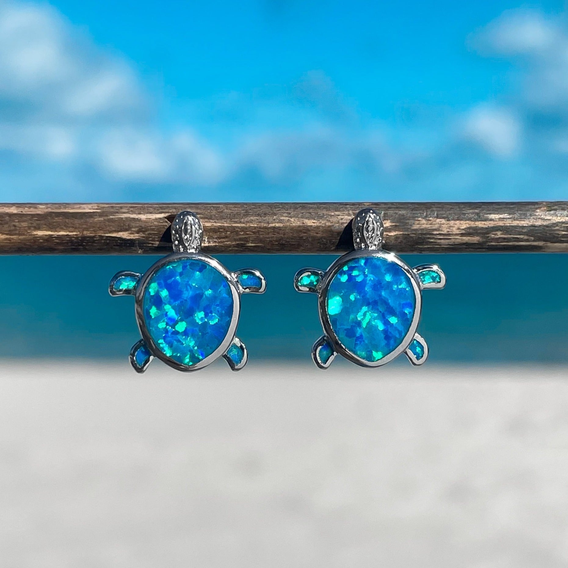 Dazzling Opal Sea Turtle Stud Earrings – Sunset Boutique