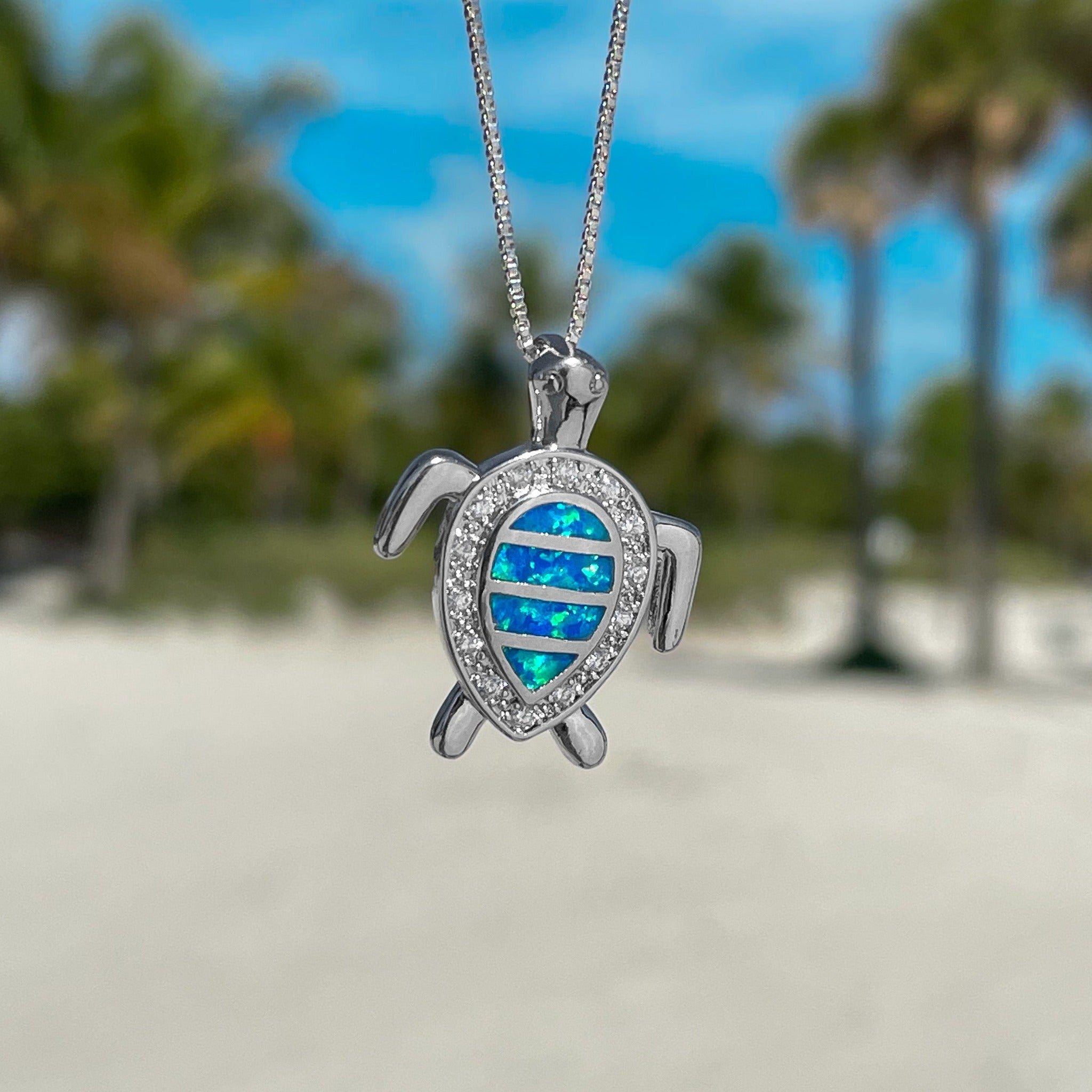 Sparkling Opal Sea Turtle Necklace – Sunset Boutique